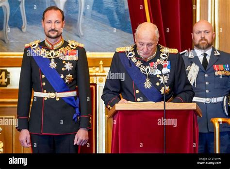 Oslo 20231003king Harald And Crown Prince Haakon During The Ceremonial