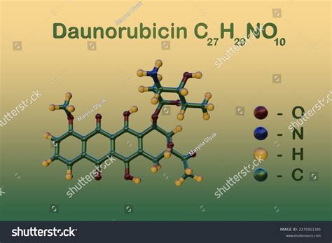Structural Chemical Formula Molecular Model Daunorubicin Stock