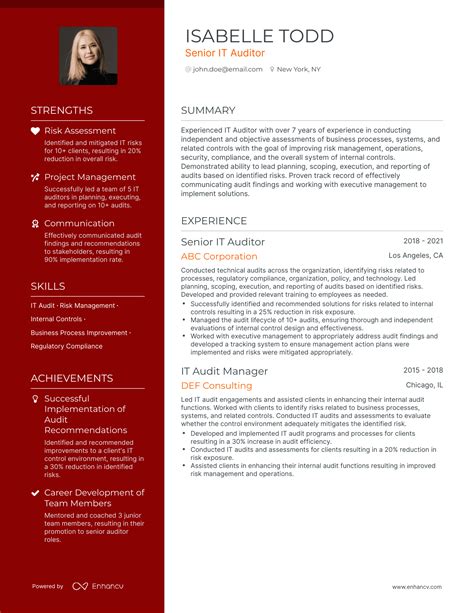 5 It Auditor Resume Examples And Guide For 2024