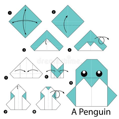 Постепенные инструкции как сделать Fox Origami A Иллюстрация вектора