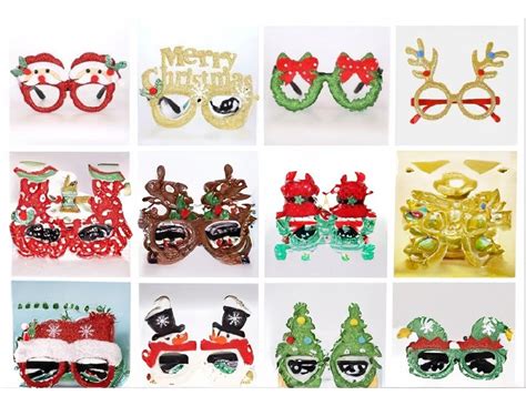 12 Pcs Christmas Glitter Glasses Frames Christmas Decoration Etsy