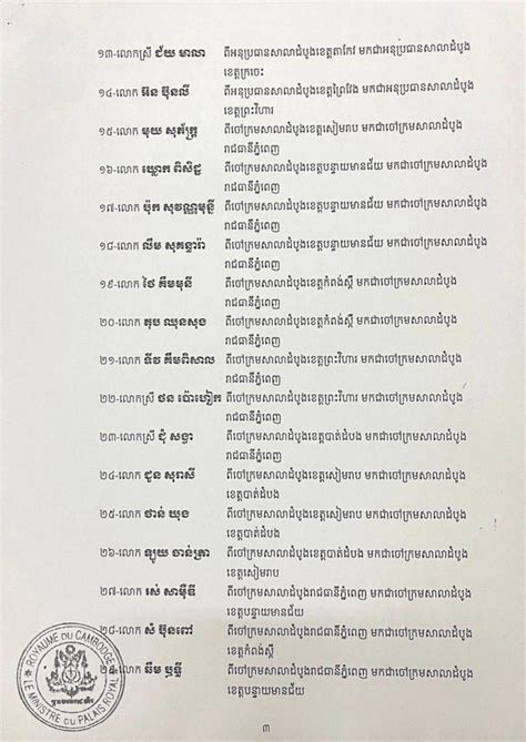 ព្រះមហាក្សត្រ ចេញព្រះរាជក្រឹត្យតែងតាំង និងផ្ទេរមុខតំណែង ប្រធាន អនុប្រធានតុលាការ និងចៅក្រមសរុប៤៨រូប