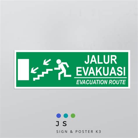 Jual Sticker K3 Safetysign Evakuasi Turun Tangga Kiri 2 Bahasa S