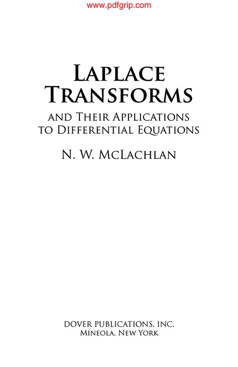 Solution Laplace Transforms And Their Applications To Differential