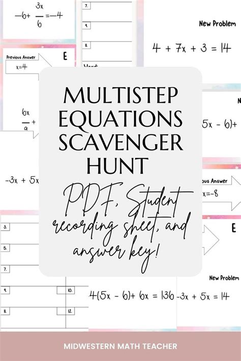Multi Step Equations Scavenger Hunt Equations High School Math Teaching Quotes