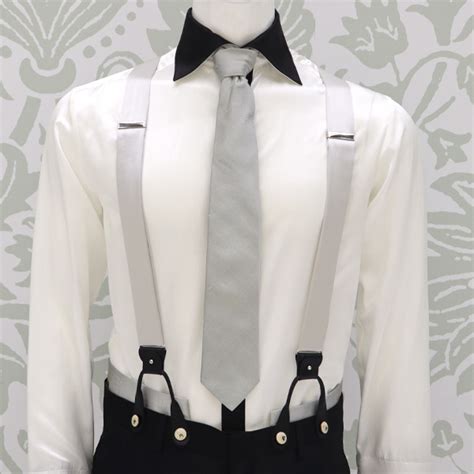 Gray Suspenders For Black Tuxedo Classic Ceremony 100 Made In Italy