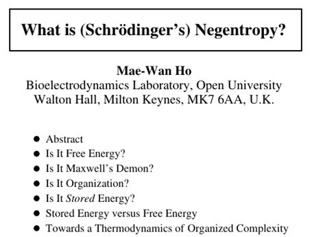 What Is Schrodingers Negentropy Tholonia