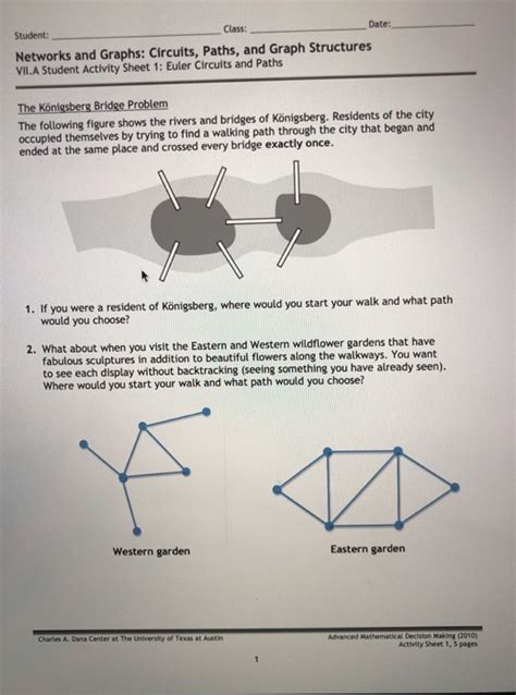 Solved Student Date Networks And Graphs Circuits Paths Chegg