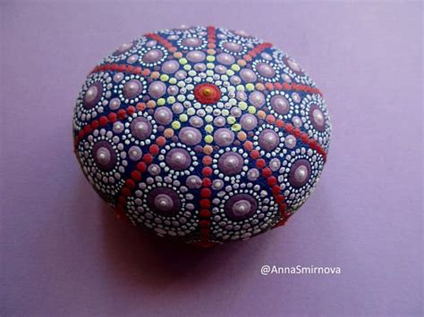 Jewel Drop Mandala Painted Stone Hand Painted By Anna Smirnova Stone