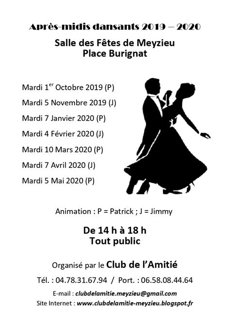Club de l Amitié Meyzieu Après midis dansants