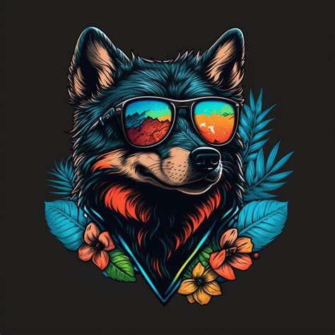 Premium Ai Image Illustration Of A Adorable Wolf Wearing Sunglasses