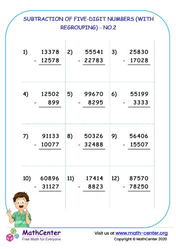 Free 5 Digit Subtraction With Regrouping Worksheet Download Free 5