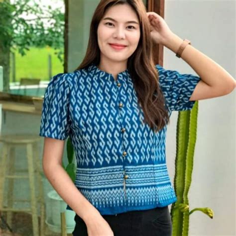 เสื้อลายขอ ลายsพระราชทาน เสื้อผ้าฝ้ายหมักโคลน เสื้อลายขอหญิง เสื้อลายขอ