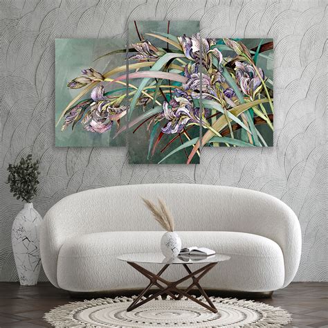 3 Delt Lærredsprint Iris Blomster I Vinden Wall Art Dk