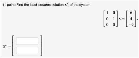 Solved 1 Point Find The Least Squares Solution X Of The