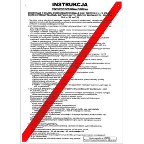 INSTRUKCJA PRZECIWPOŻAROWA OGÓLNA TABLICA 35x25 cm 6875437362 Allegro pl