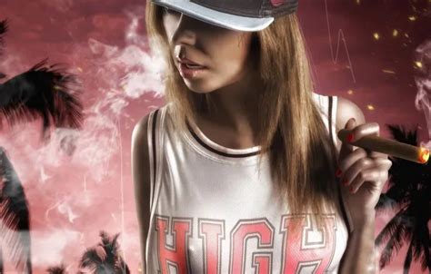 Wallpaper Girl Smoke Mike High Swag Cigar Cap Pechen For Mobile