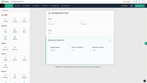 Grid Field Column Layout In Zoho Forms