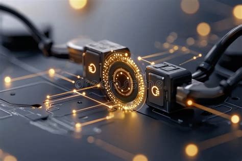 Glowing Circle Encryption Center Connecting Two Secure Ai Systems