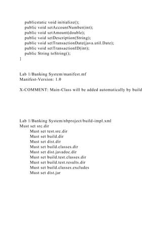 Lab Banking Systembuild Xmlbuilds Tests And Runs The Proj Docx