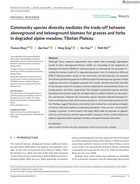 Pdf Community Species Diversity Mediates The Trade Off Between