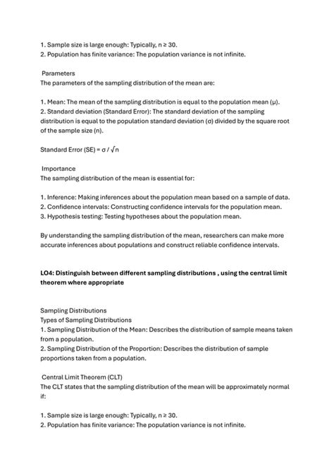 Sampling And Sampling Distributions Notes Pdf