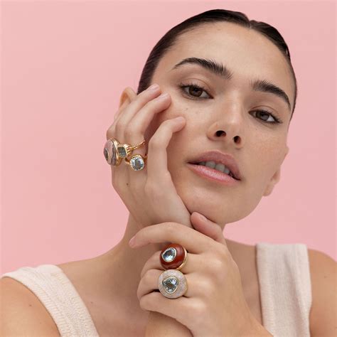 4 41ct Pear Aquamarine In Hand Carved Carnelian Lollipop Ring Retrouvai