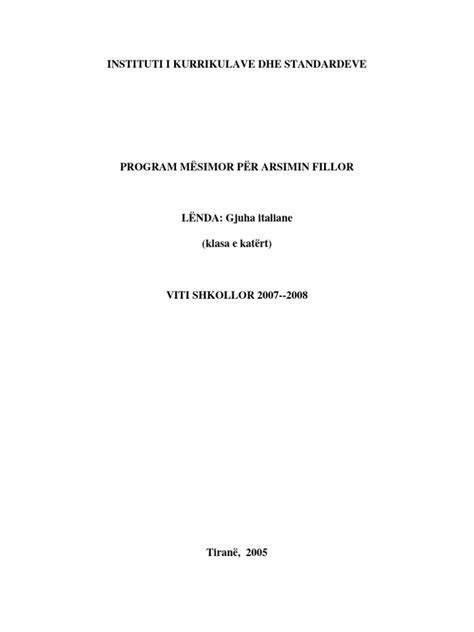 Gjuha Italiane 4 Gjuhe Italiane Kurrikula E Vjeter Pdf