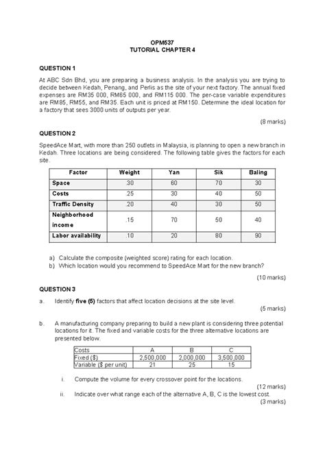 tutorial chapter 4 opm tutorial chapter 4 question 1 at abc sdn bhd