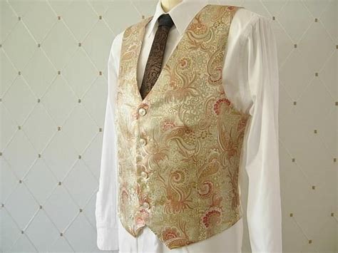 Mens Vest Brocade Champagne Vest Gold Vest Wedding Vest Groom