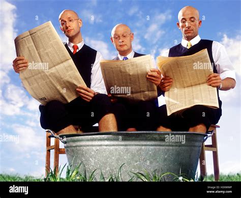 Men Three Bald Head Shirt Waistcoat Tie Footbath Cornett Tub