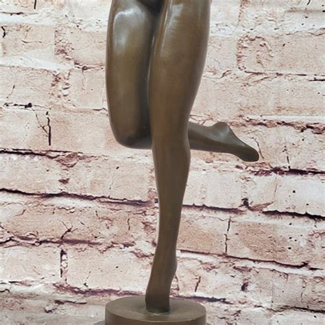 Nude Curvy Female Dancer Figure Bronze Sculpture Modern Art On Marble