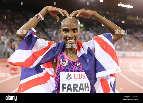Mo Farah Aka Mohamed Farah Gbr Does The Mobot Pose After Winning