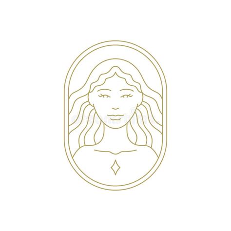 Antique Beautiful Woman Esoteric Mythology Goddess Portrait Line Art