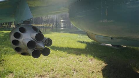 Military Aircraft Weaponry On Display At An Airshow In A Public Park