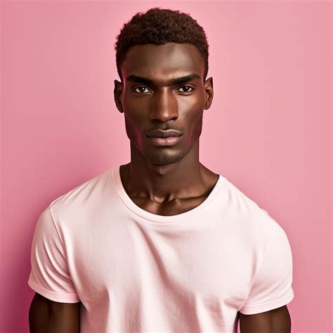 Premium Ai Image Generative Ai Young Black Man Posing Isolated Pink
