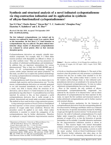 Pdf Cheminform Abstract Synthesis And Structural Analysis Of A Novel