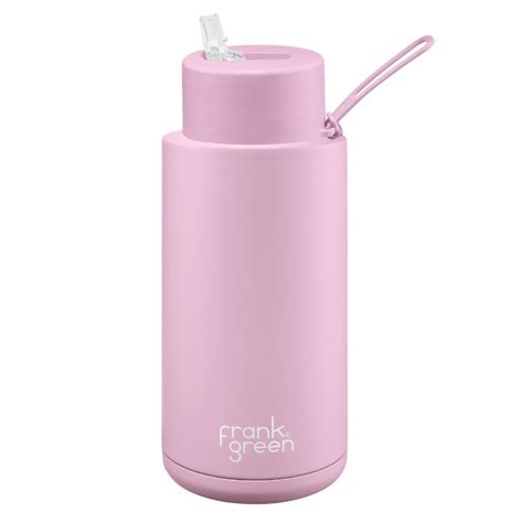 Frank Green Ceramic Reusable Water Bottle 1l With Straw Lid Natural
