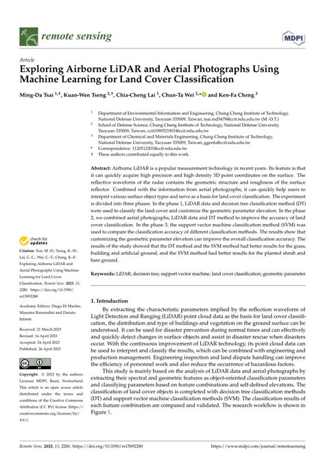PDF Exploring Airborne LiDAR And Aerial Photographs Using Machine Learning For Land Cover