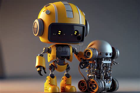 Engineer Robot With 3d Rendering Cute And Small Artificial Intelligence Assistant Robot Wear