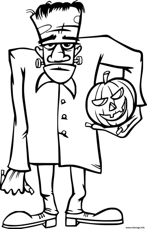 Coloriage Frankenstein Avec Une Citrouille Dessin Frankenstein à Imprimer