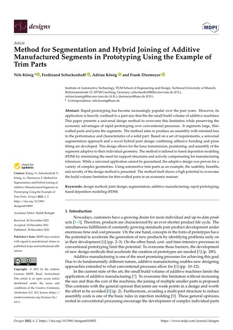 Pdf Method For Segmentation And Hybrid Joining Of Additive