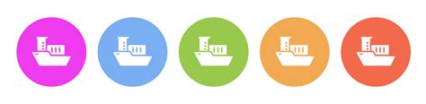 Multi Colored Icon Mass Production Sea Ship With Containers Button Banner Round Badge Interface