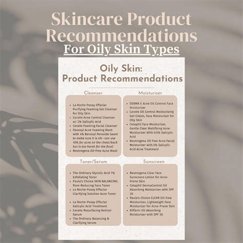 Oily Skin Care Guide Printable Product List Pdf Serums Toners