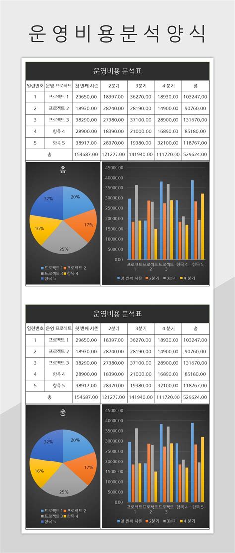 운영 비용 분석 양식 엑셀 Excel 및 구글 스프레드 시트 무료 다운로드 Slidesdocs