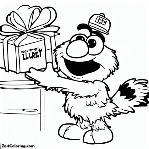 Elmo Love To Receipt Present In Happy Birthday Coloring Page Coloring