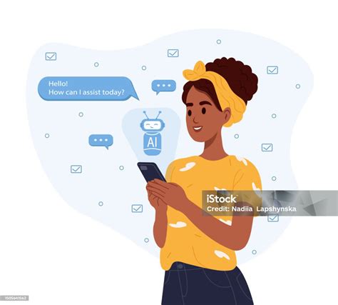 chatgpt ai 채팅 개념 인공 지능 아프리카계 미국인 여성이 스마트 ai 로봇의 기술을 사용하고 있다 메신저에서 ai