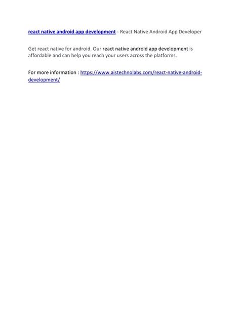 PPT React Native Android App Development React Native Android App Developer PowerPoint