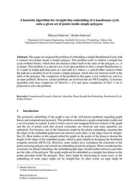 pdf a heuristic algorithm for straight line embedding of a