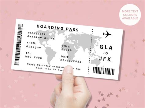 Personalised Boarding Pass Vacationholiday Ticket Available For Any